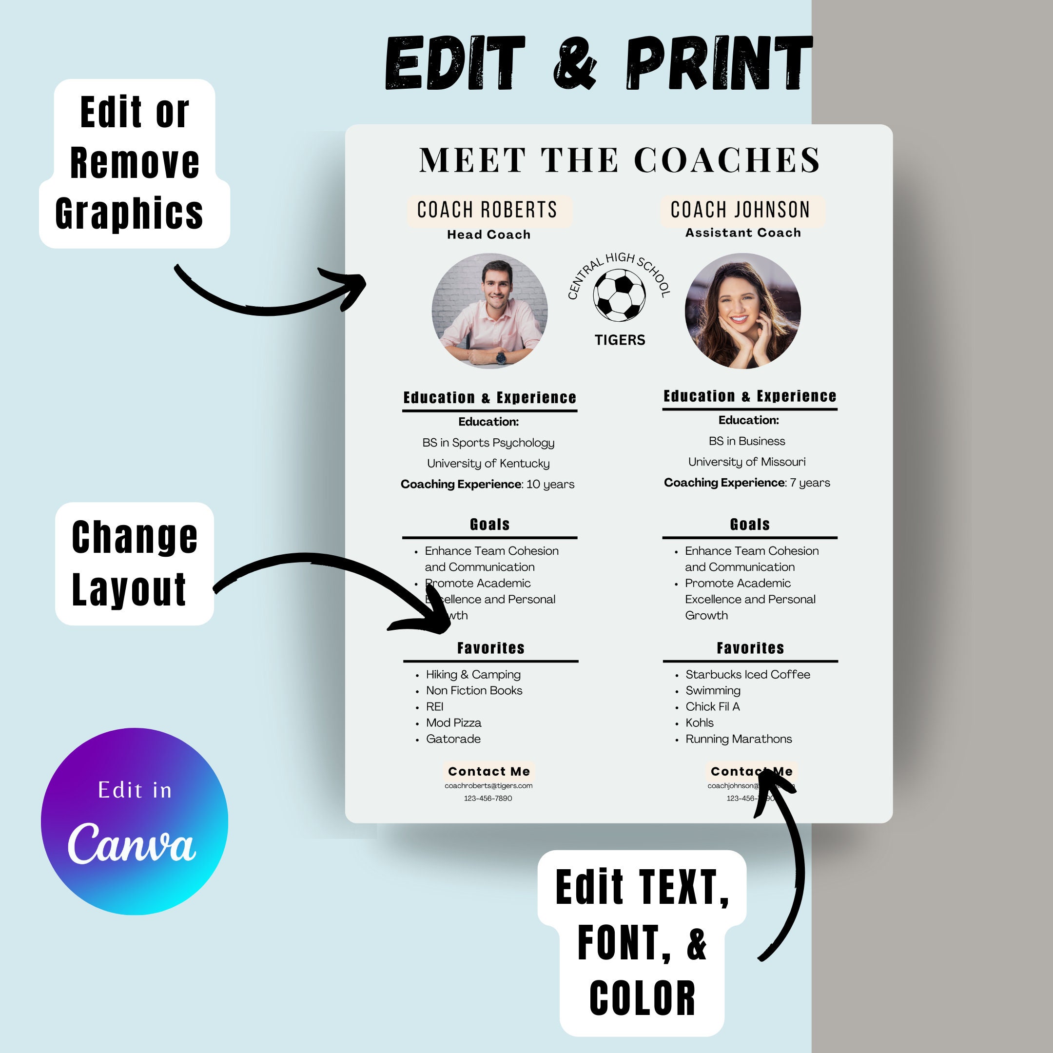 Meet the Coach, Meet the Coaches, Editable Meet the Coach Templates ...
