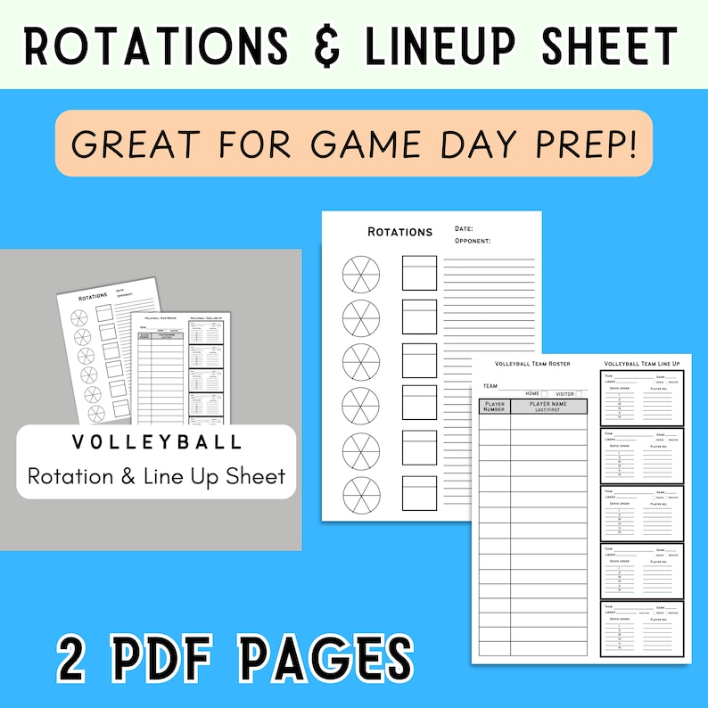 Volleyball Rotations Bundle, 5-1 Rotations, 6-2 Rotations, Lineup ...