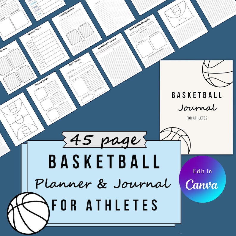Editable Basketball Journal for Athletes, Basketball Team Journal ...