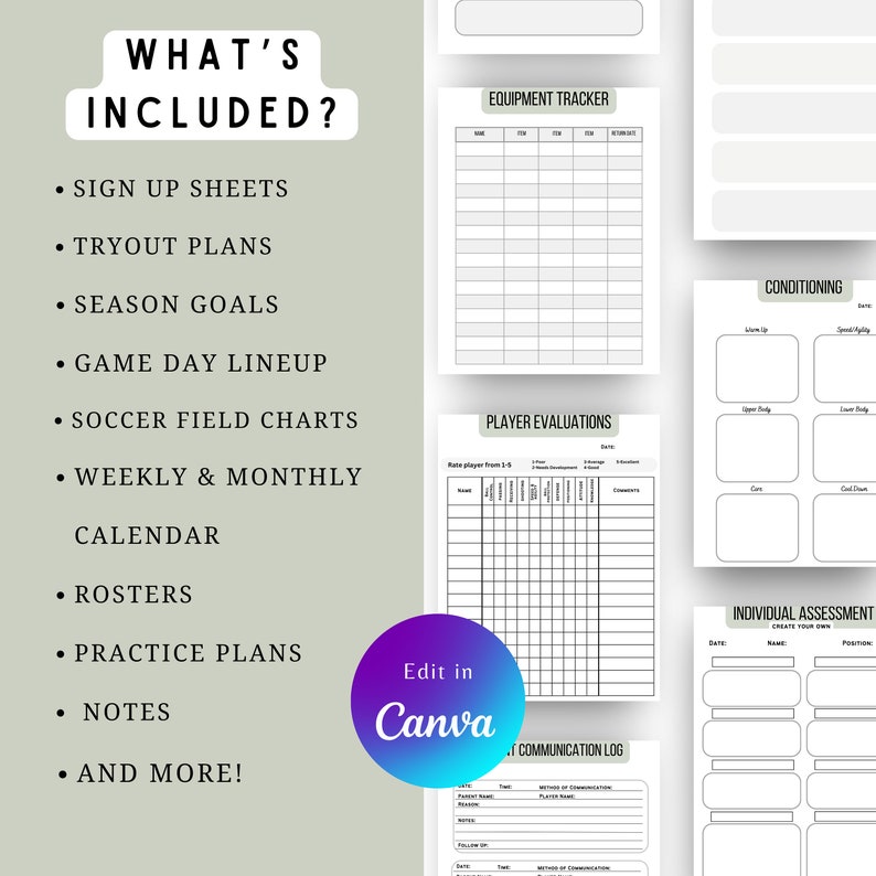 Editable Soccer Planner, Soccer Coach Planner, Editable Soccer Team ...