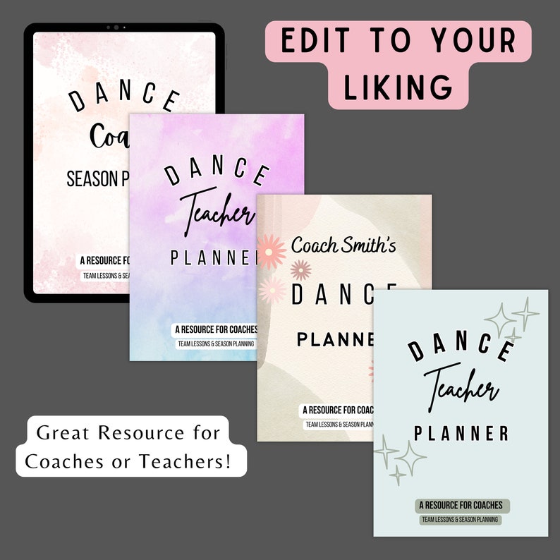 Editable Dance Planner, Editable Dance Coach Planner, Dance Teacher ...