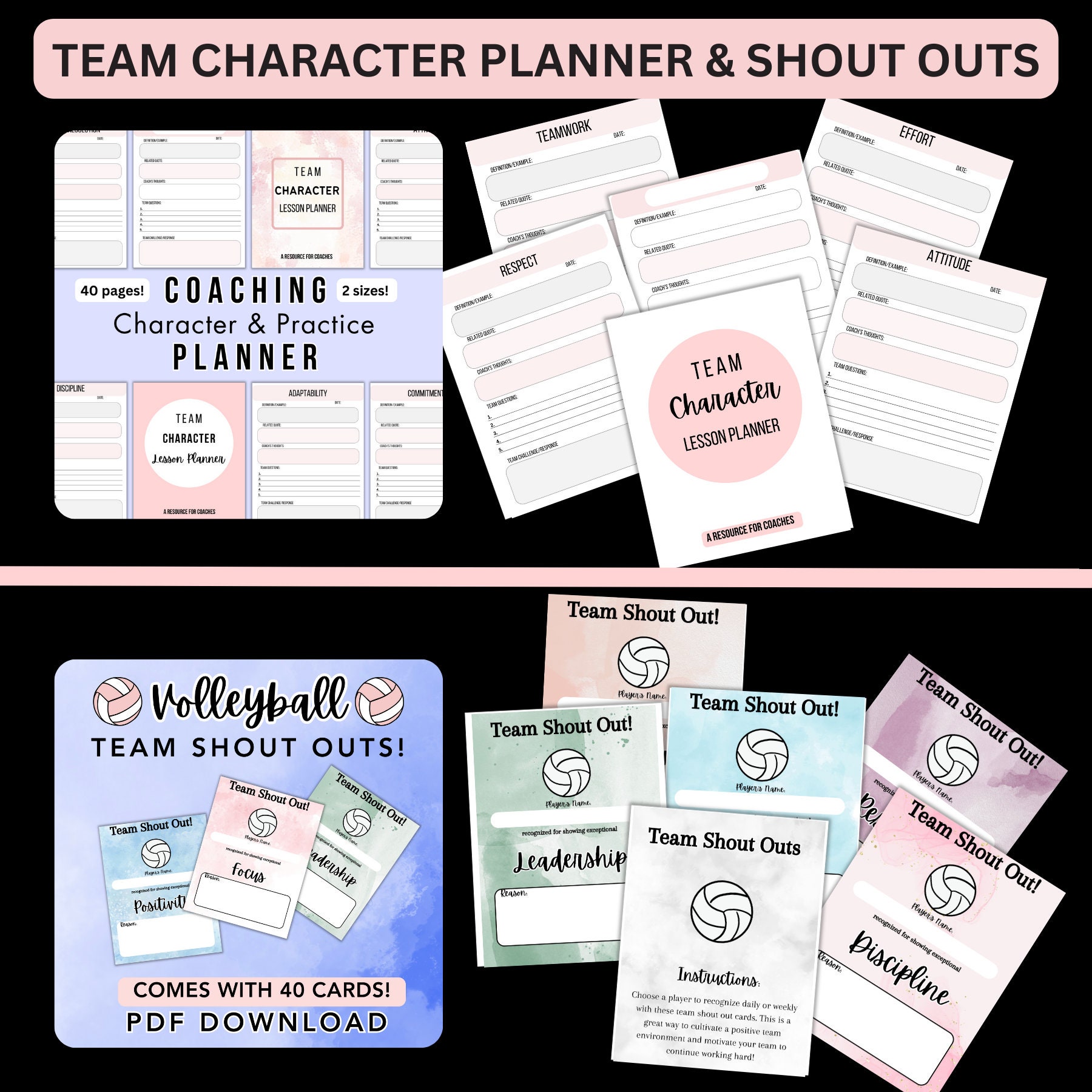 Volleyball Coach Bundle, Volleyball Coach Planners, Volleyball Editable ...