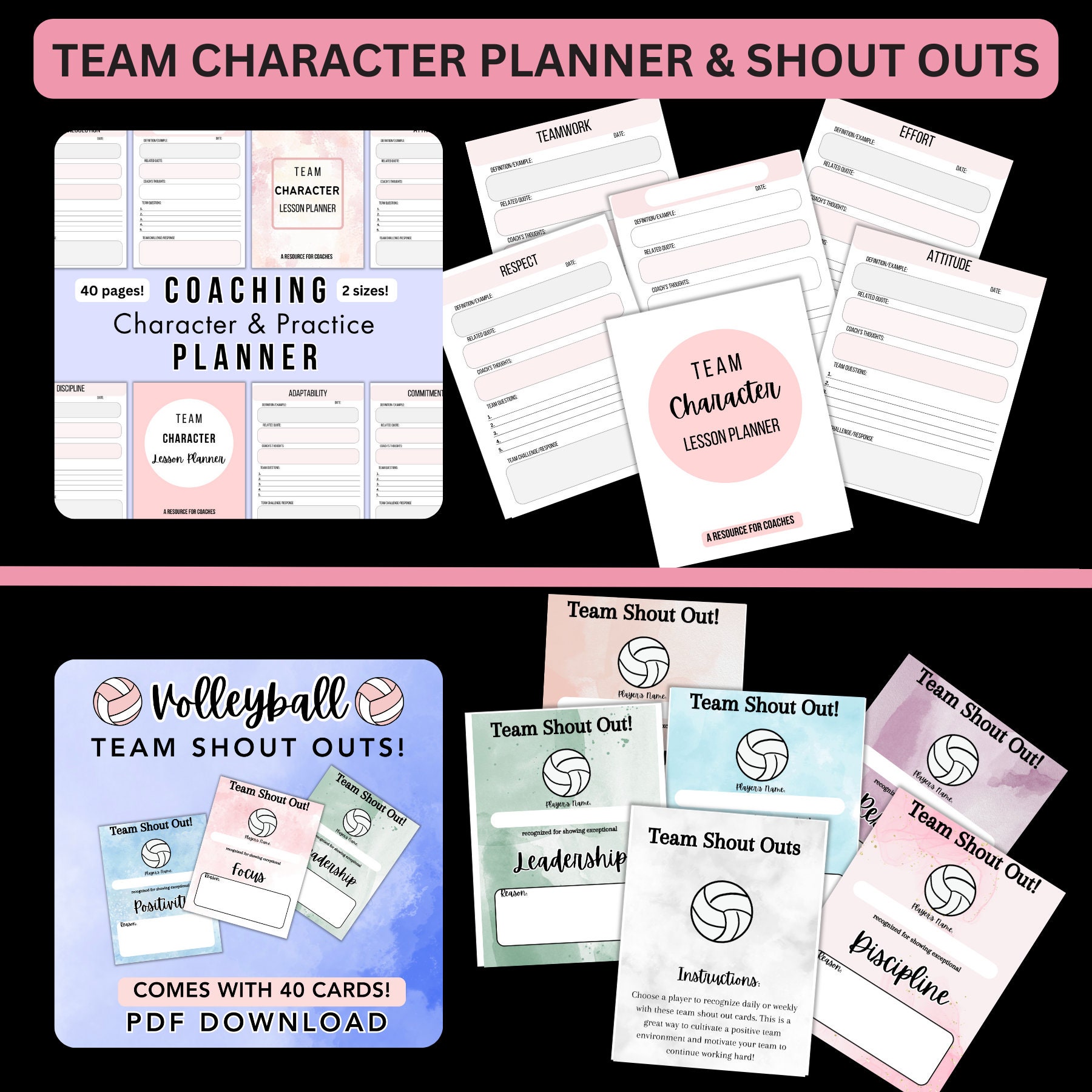 Volleyball Coach Bundle, Volleyball Coach Planners, Volleyball Editable ...