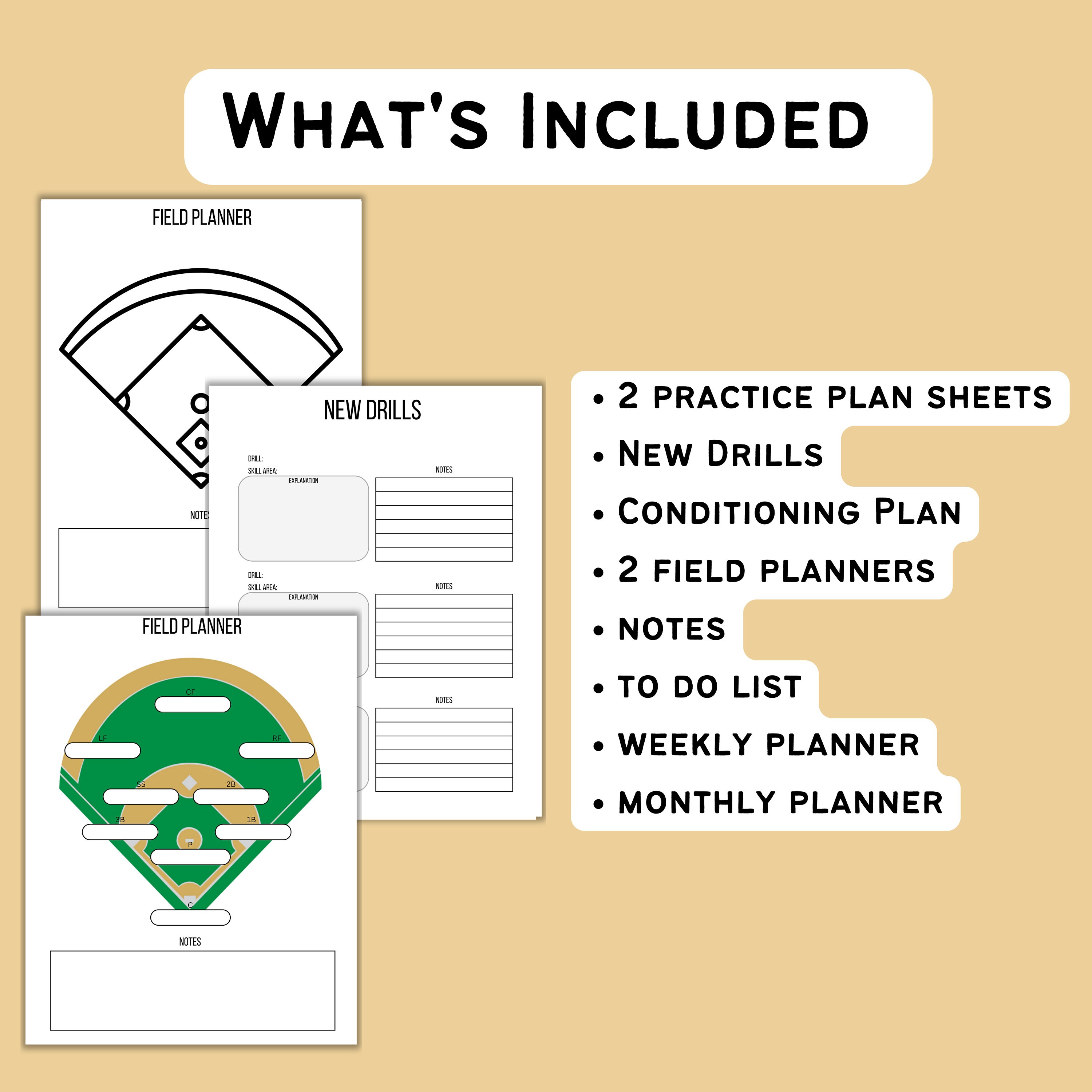 Softball Practice Planner, Softball Coach Planner, Softball Planner for ...