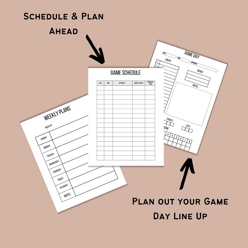 Softball Game Day Planner, Softball Coach Planner, Game Day Lineup ...