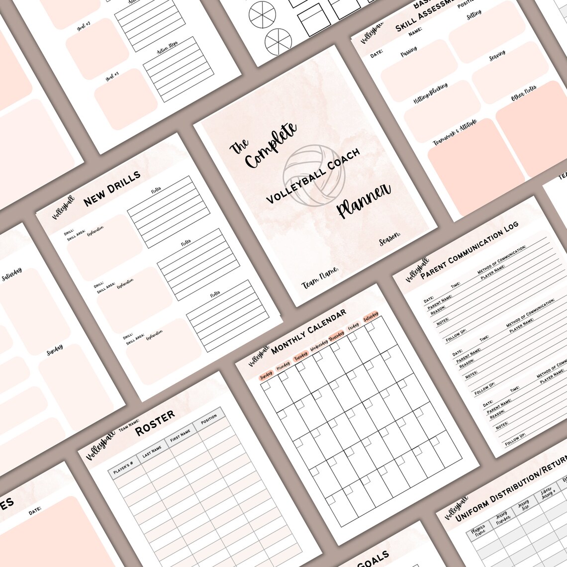 Volleyball Coach Printable Planner, Binder, Game Day, Volleyball ...