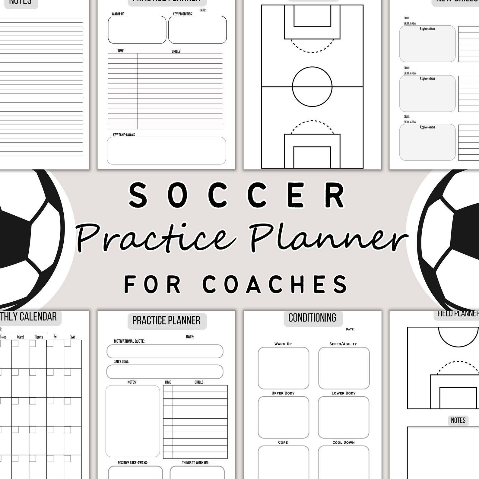Soccer Practice Planner for Coaches, Soccer Coach Planner, Soccer ...