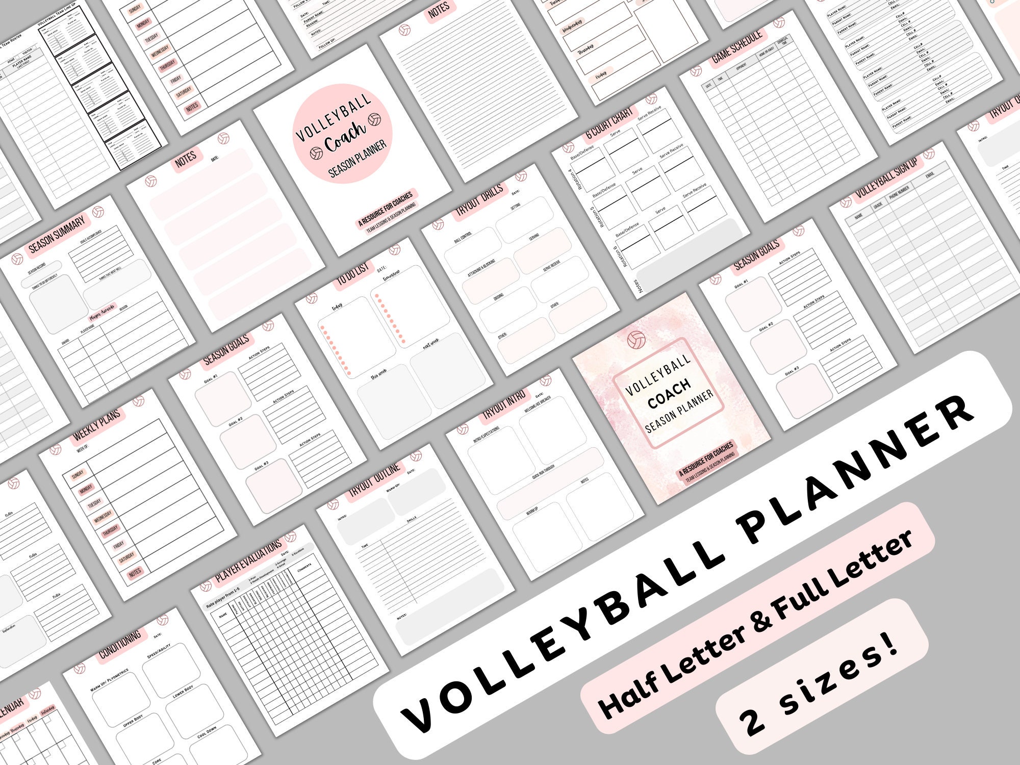 PDF Volleyball Season Planner, Volleyball Coach Planner, Volleyball ...