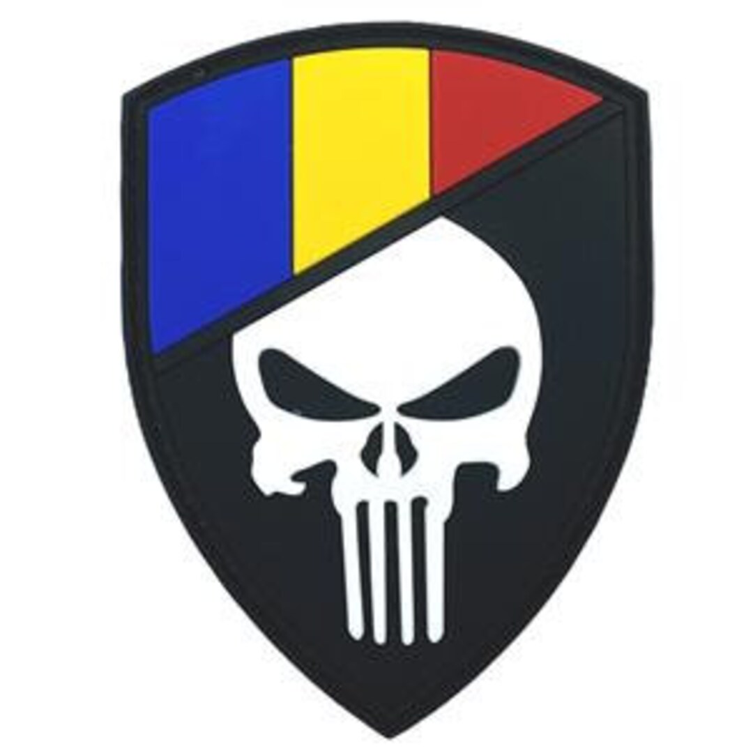 Romania Romanian Roma Skull Glow in the Dark Flag Airsoft PVC Morale ...