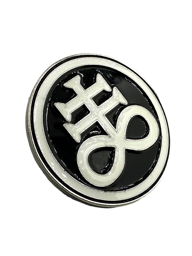 The Leviathan Cross Satan Cross Black Glow in the Dark Metal Pin Badge ...