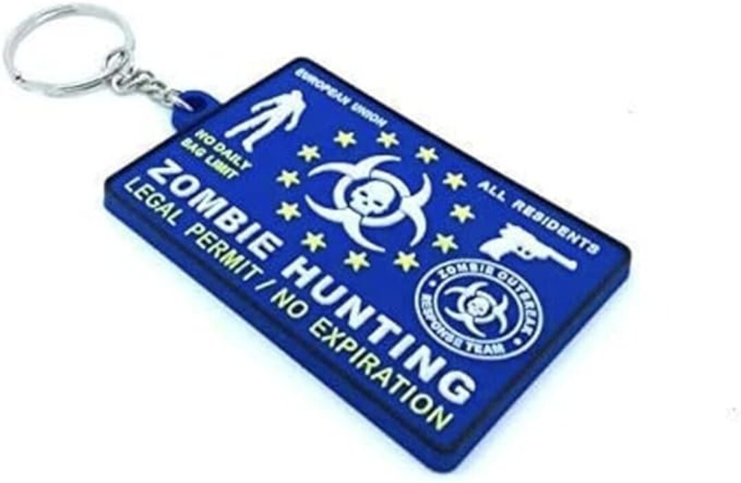 Zombie Hunting Eu Legal Permit All Residents PVC Keychain Keyring - Etsy