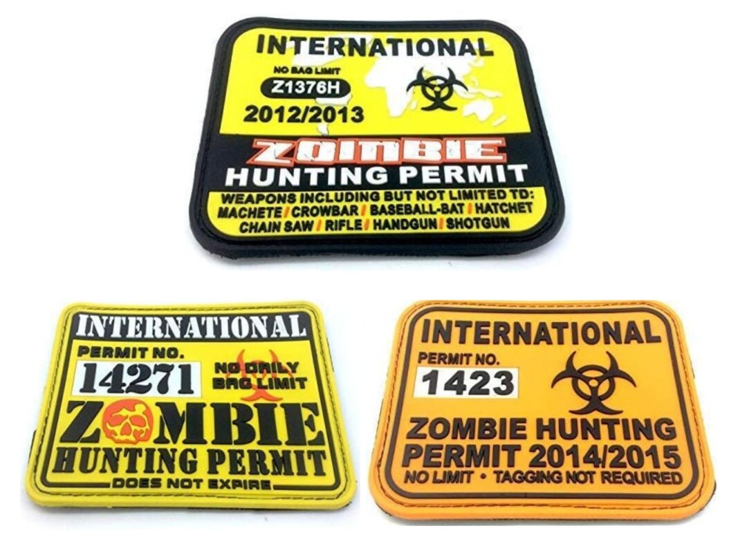International Zombie Hunting Permit No Limit Airsoft PVC Morale Cosplay Patch - Etsy