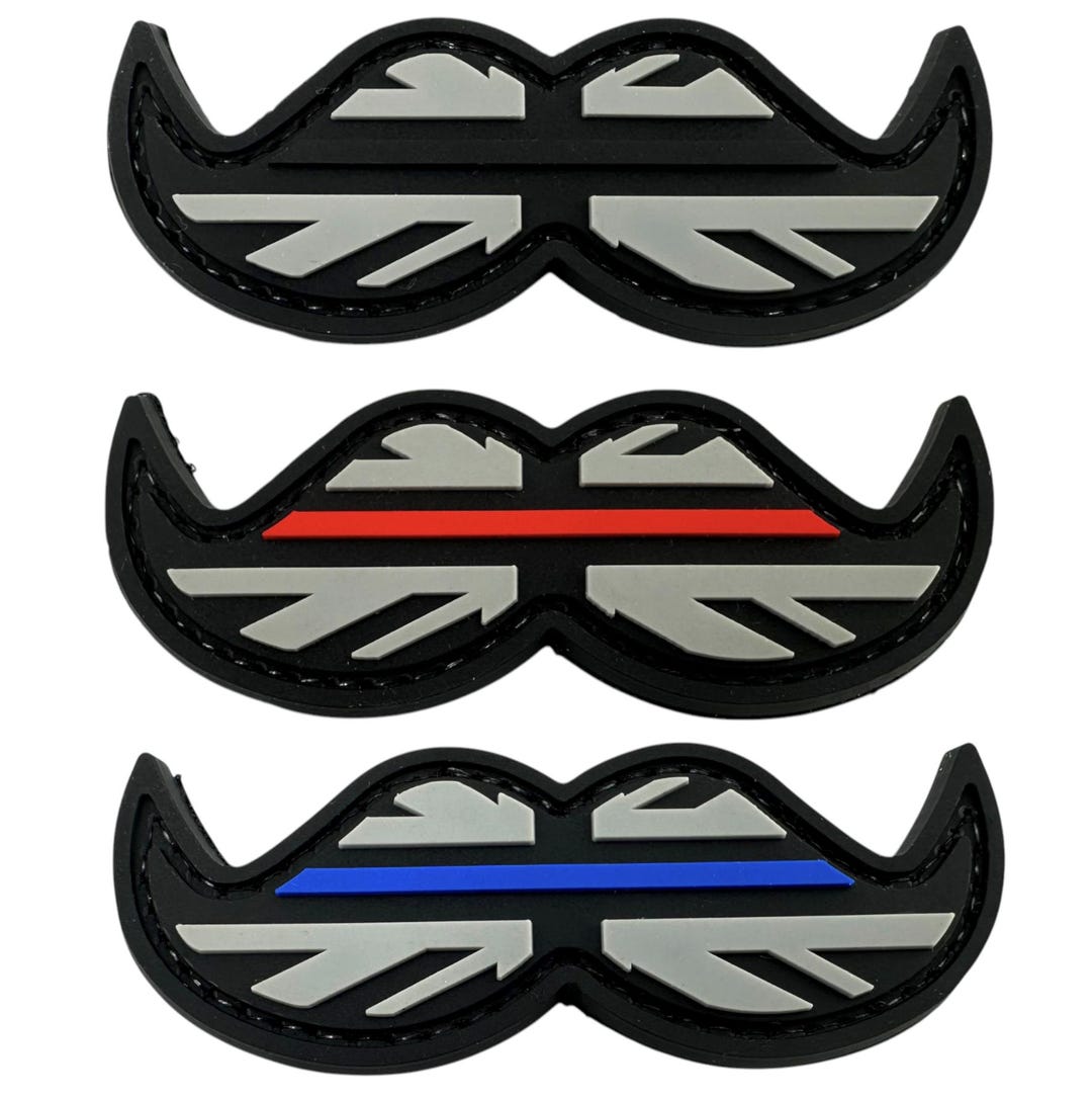 Thin Blue Red Line Union Jack Flag Moustache Tactical Airsoft PVC ...