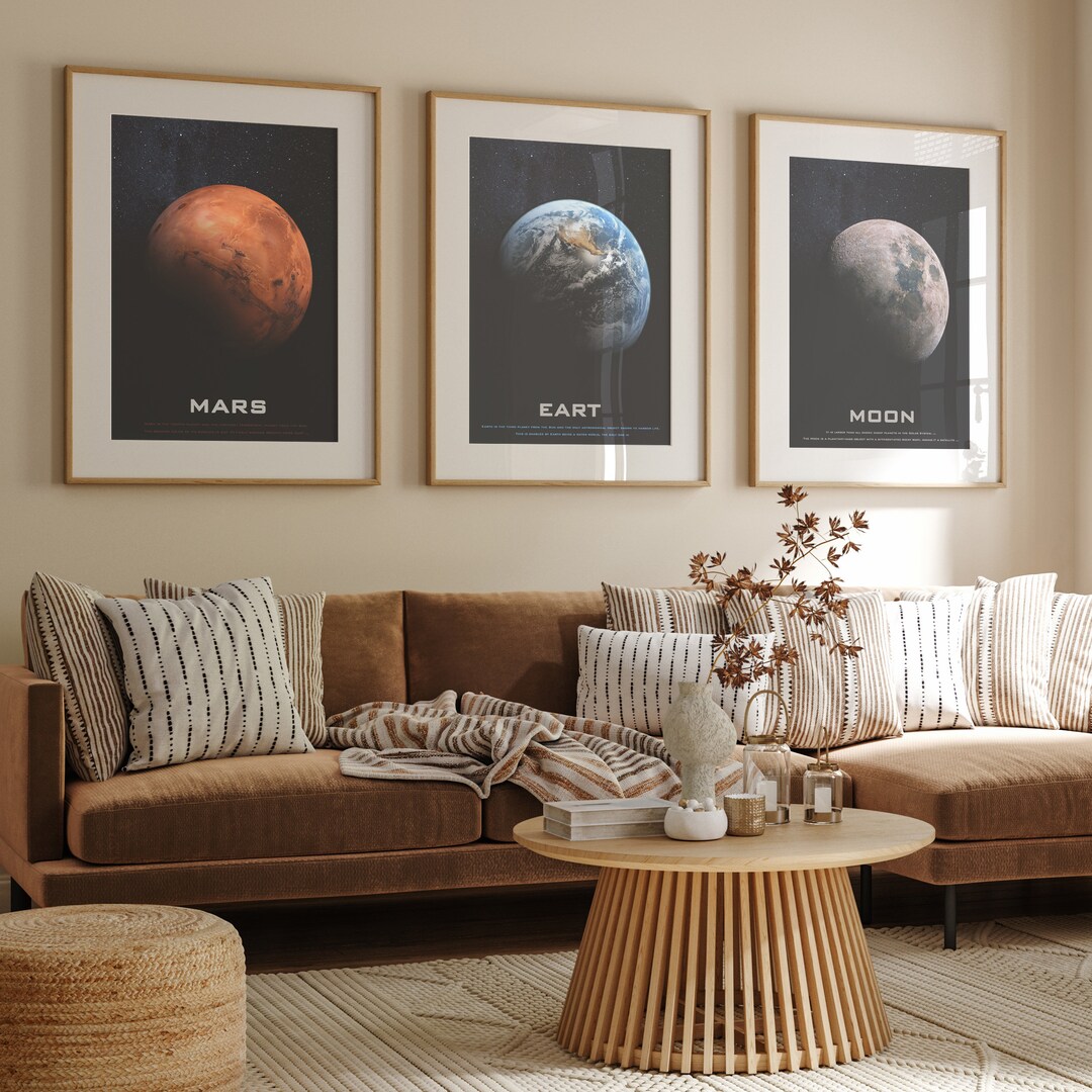 Set of 4 Planet Prints, Space Wall Art, Solar System Poster, Planet ...