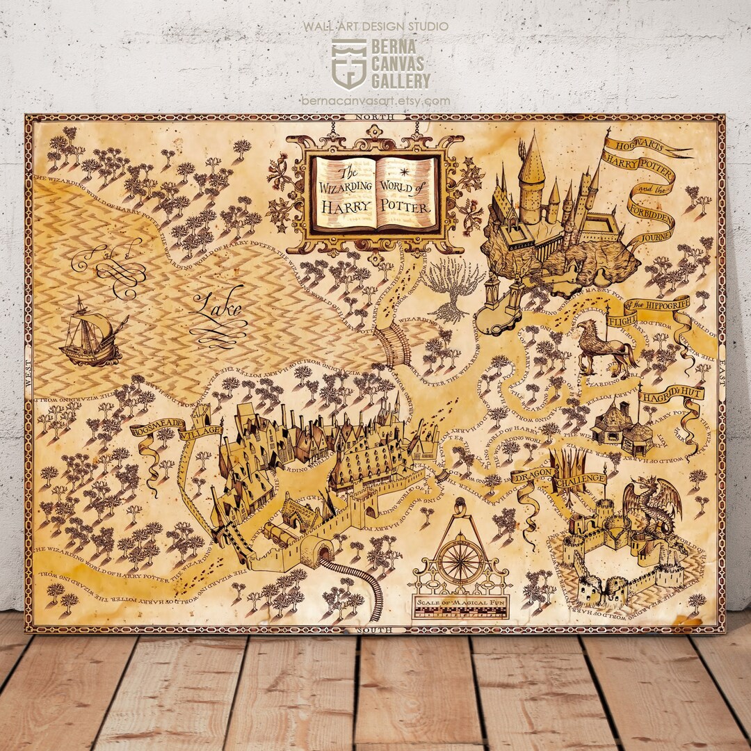 Cartoon World Map, Wizard Map, World of Map, Fantasy Map Poster ...