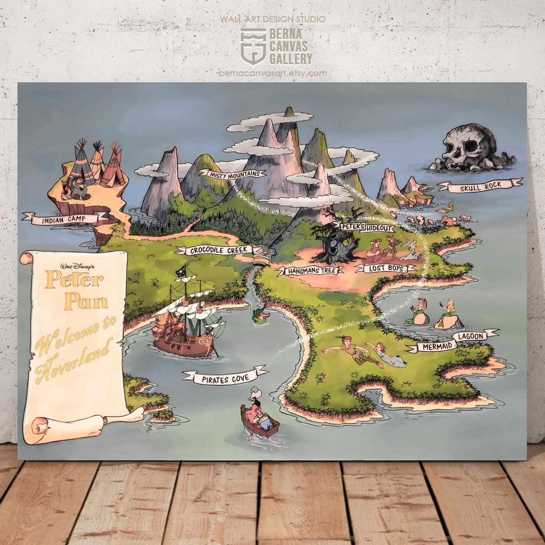 Fantastic Neverland Map, Neverland Magical Map Print, Never Island ...