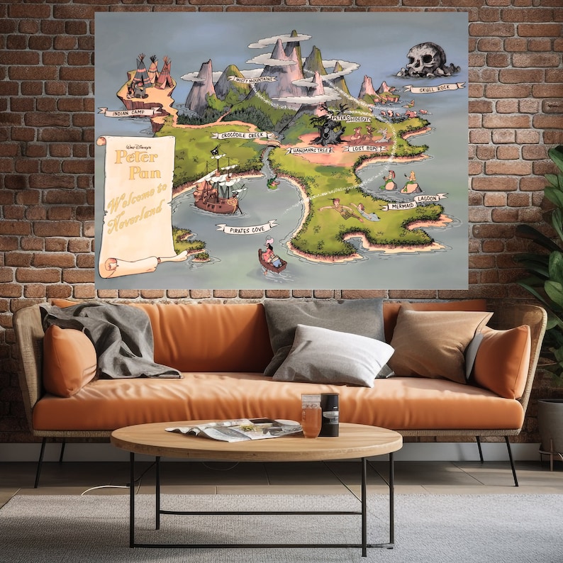 Fantastic Neverland Map, Neverland Magical Map Print, Never Island ...