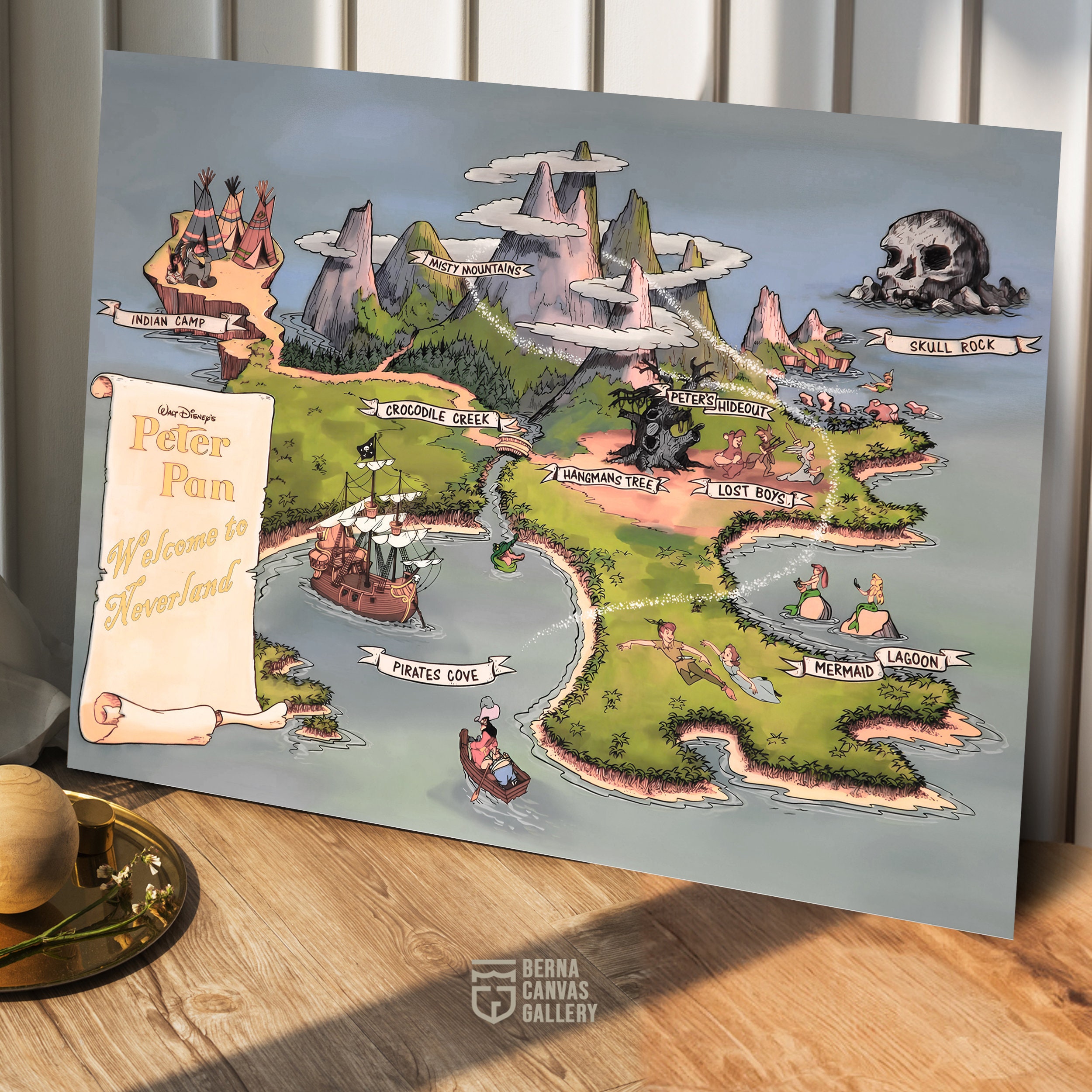 Fantastic Neverland Map, Neverland Magical Map Print, Never Island ...