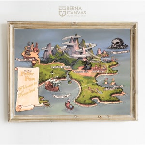 Vintage Neverland Map Print, Peter Pan Retro Decor (digital Download ...