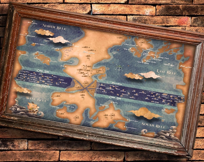 One Piece Style World Map Anime Poster: Manga Fan Art Colorful (digital ...