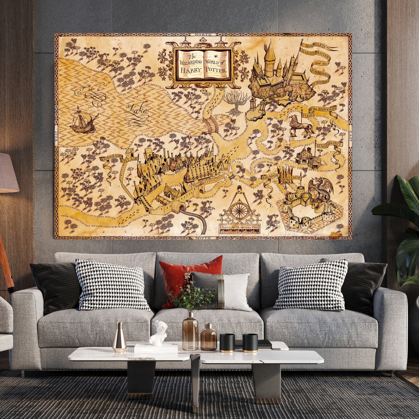 Cartoon World Map, Wizard Map, World of Map, Fantasy Map Poster ...