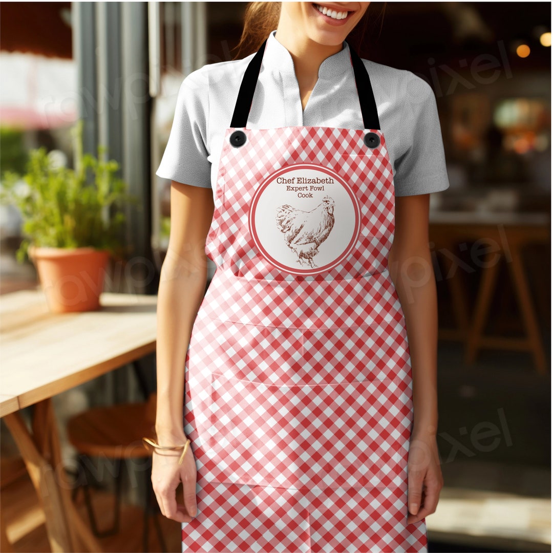 Expert Fowl Chefs Unite Custom Gingham Pattern Funny Apron for Bbq ...