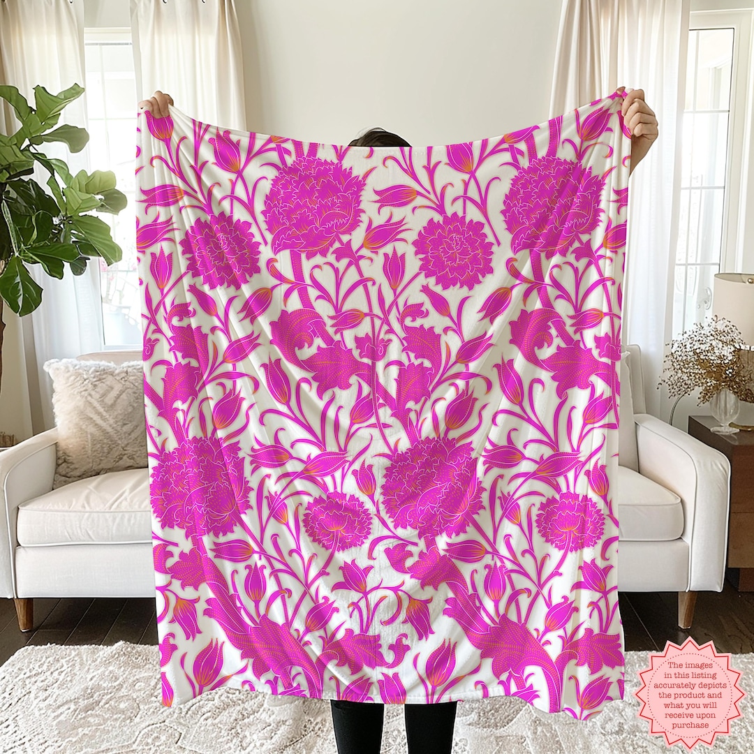 Pink Floral Preppy Blanket, Preppy Room Decor, Preppy Bedding, Preppy ...