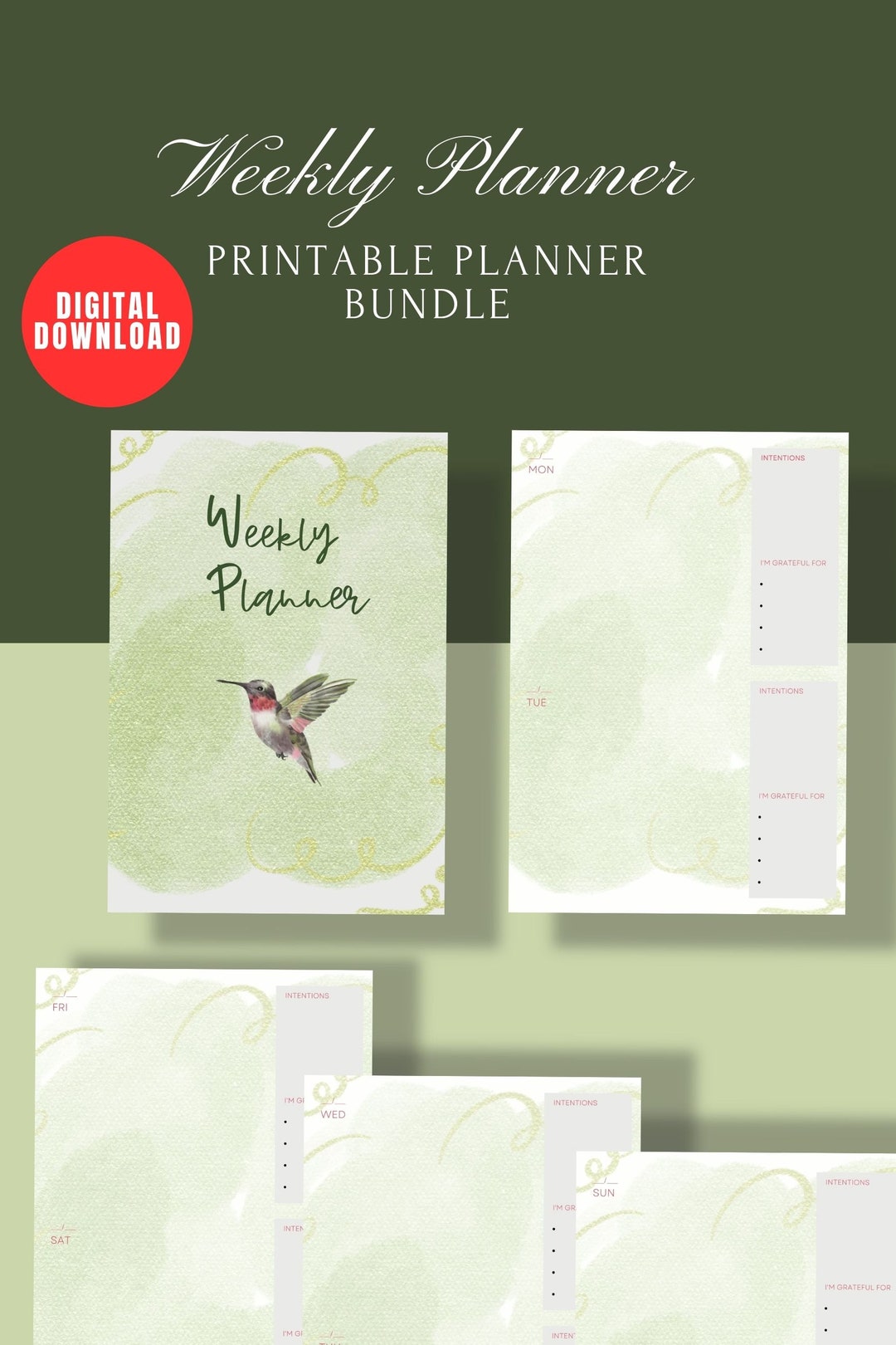 Digital Print Weekly Planner Cute Weekly Planner Weekly Planner ...