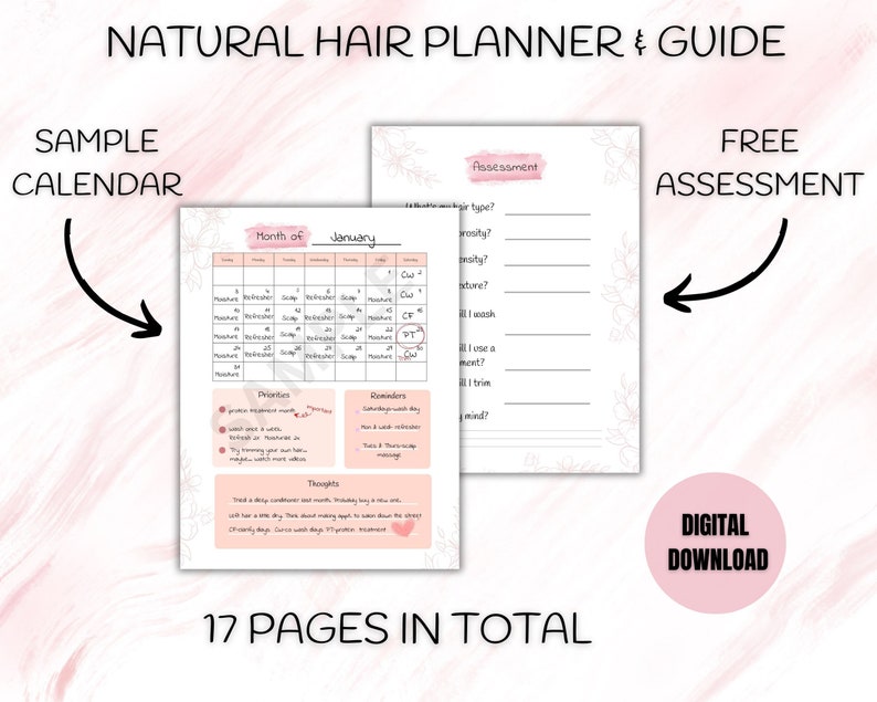 Natural Hair Planner and Journal, Hair Care Guide, Hair Care Routine ...
