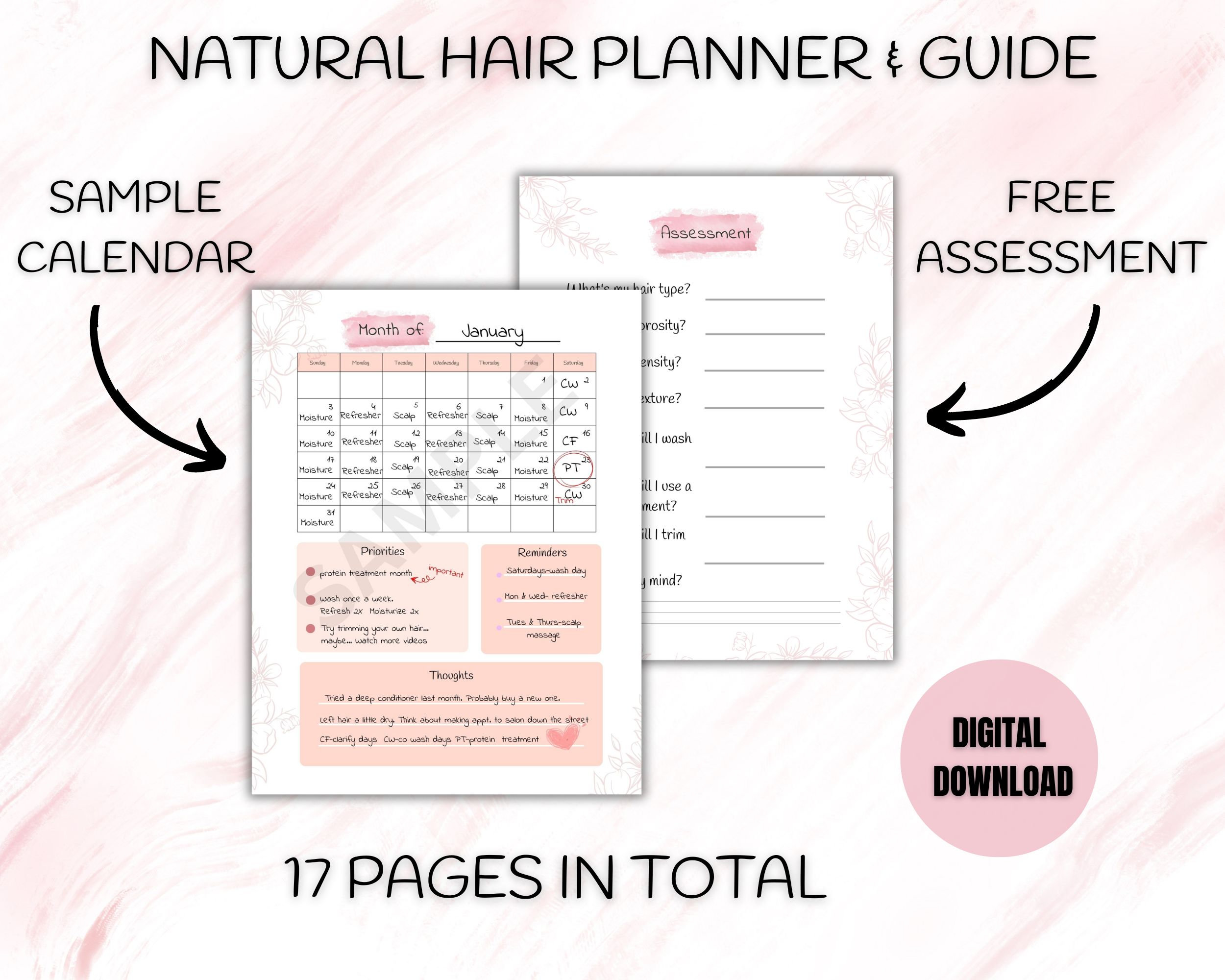 Natural Hair Planner and Journal, Hair Care Guide, Hair Care Routine ...