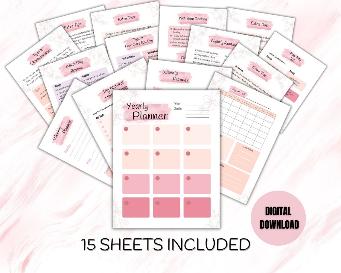 Natural Hair Planner and Journal, Hair Care Guide, Hair Care Routine ...