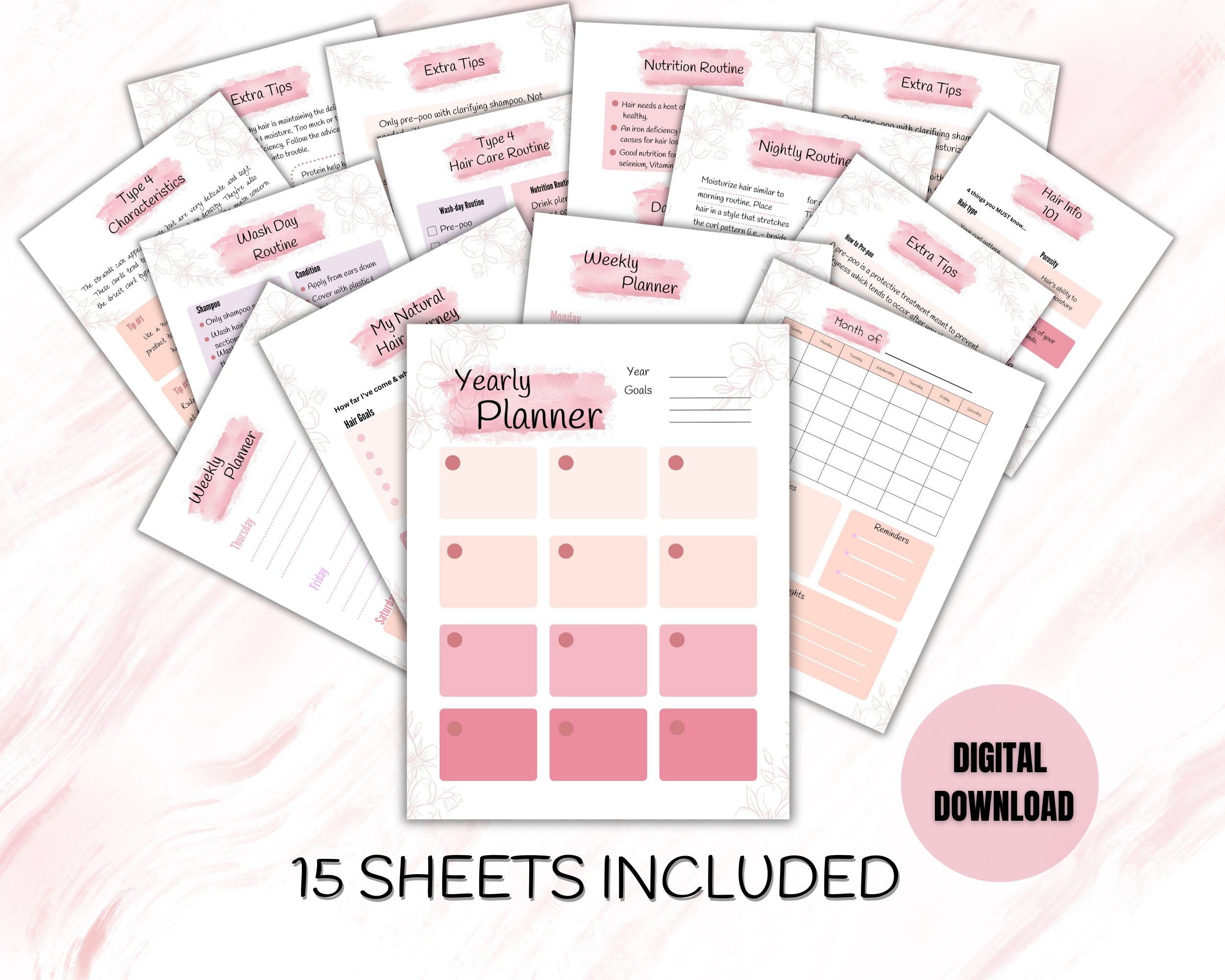 Natural Hair Planner and Journal, Hair Care Guide, Hair Care Routine ...