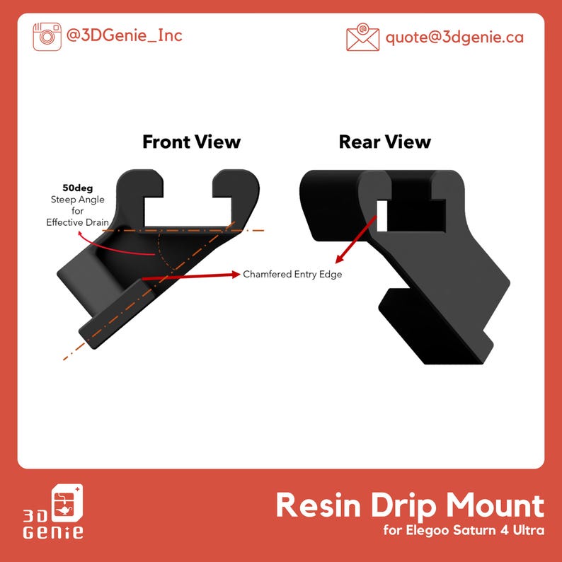 Elegoo Saturn 4 Ultra Resin Drip Mount | Drain Bracket | 50 Deg Incline ...