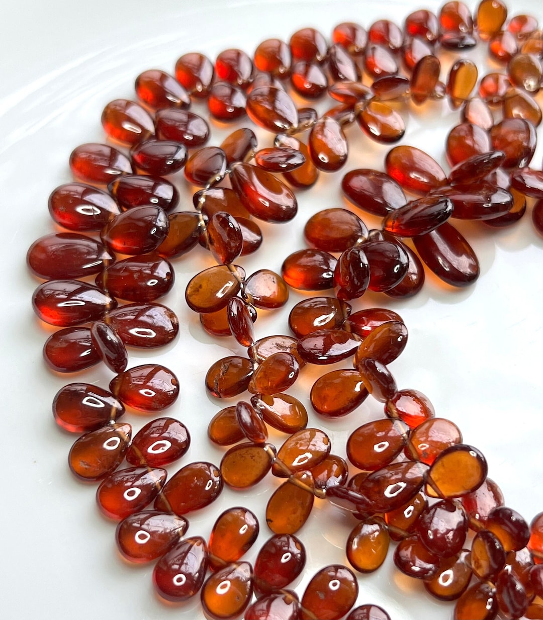 3.5 Strand HESSONITE GARNET Smooth Pear Briolettes Gemstone Beads 6 ...