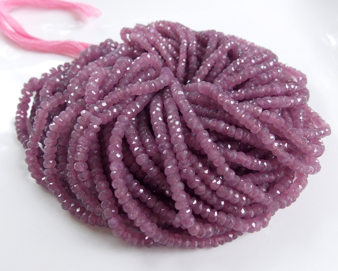 AAA 7" Strand Light Pink African RUBY Faceted Rondelles Gemstone Beads ...