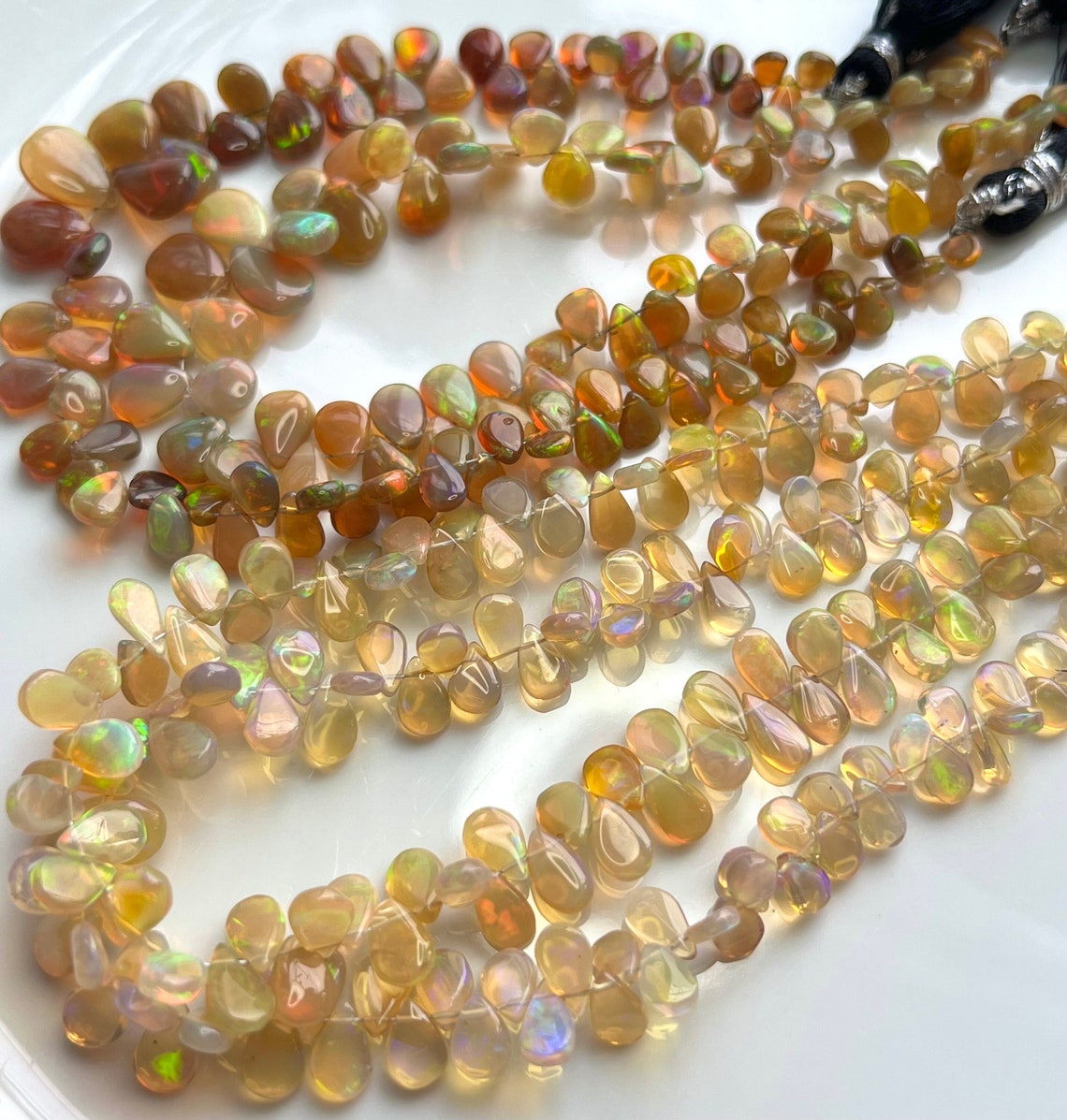 4 Strand Deep Gold ETHIOPIAN WELO OPALS Smooth Pear - Etsy