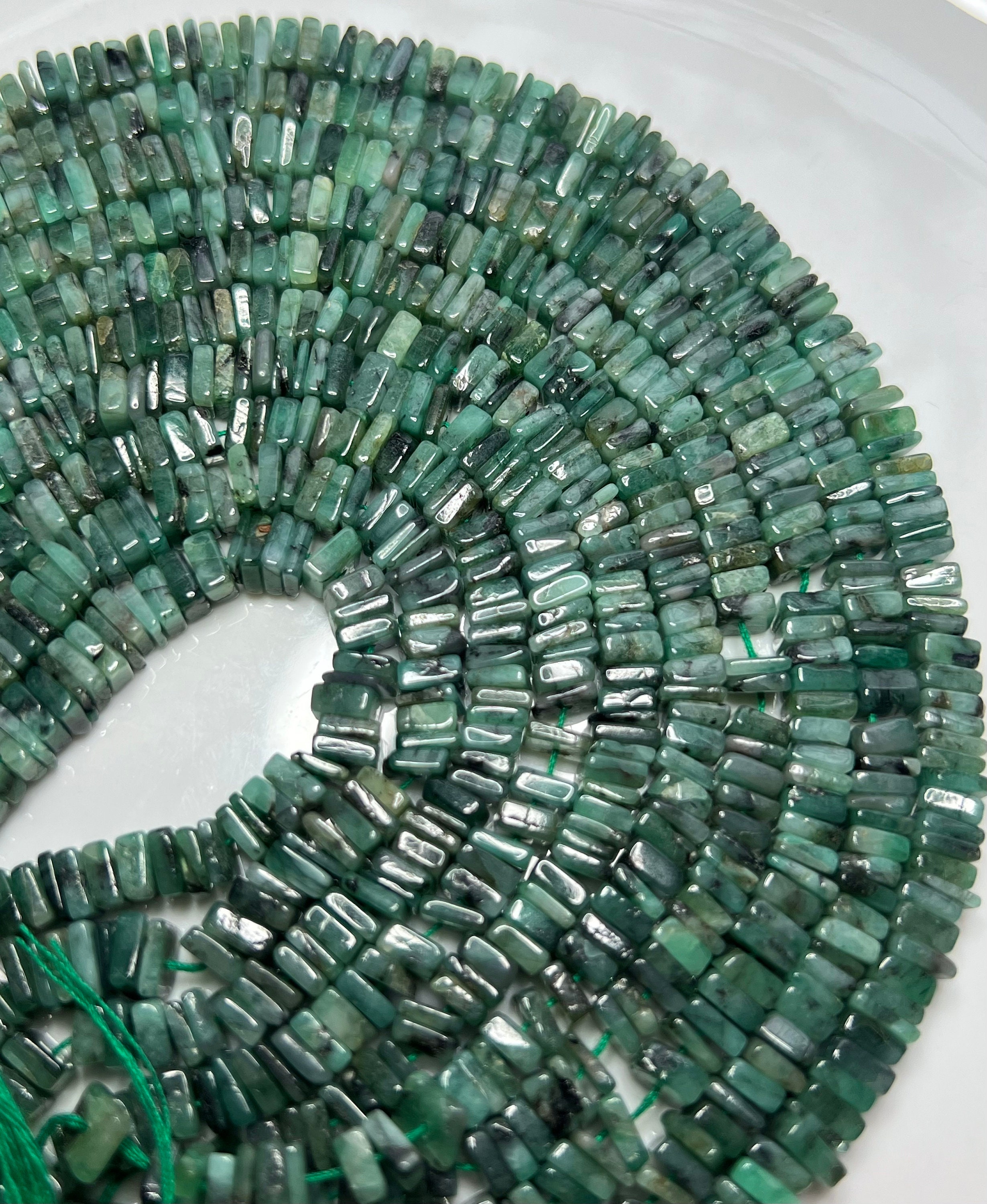 7.5 Strand Green EMERALD Heishi Cubes Gemstone Beads - Etsy