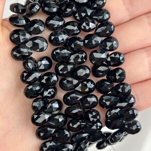 3" Strand BLACK ONYX Faceted Pear Gemstone Briolettes 9mm-10mm Beads ...