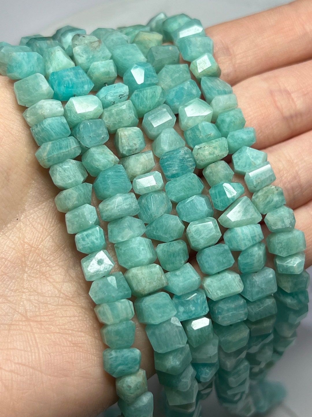7" Strand Natural AMAZONITE Irregular Chunks Gemstone Beads 5-9mm Nuggets, Genuine Raw Crystal ...