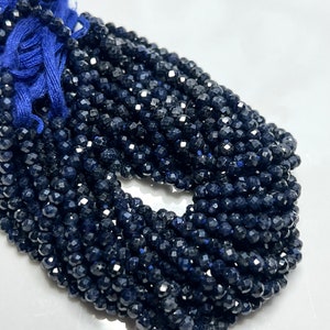 12 Inch Strand Rare Deep Blue BURMESE SAPPHIRE Faceted Gemstone Beads 2 ...