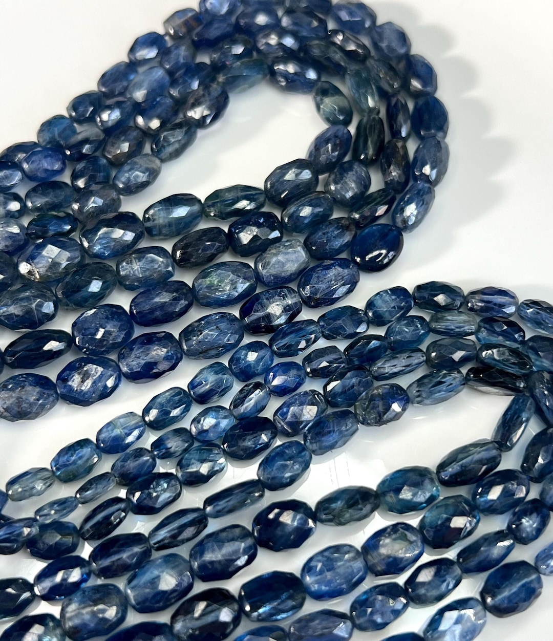 8"-9" Strand KYANITE Faceted Oval Gemstone Beads 5mm-9mm, Blue Navy ...