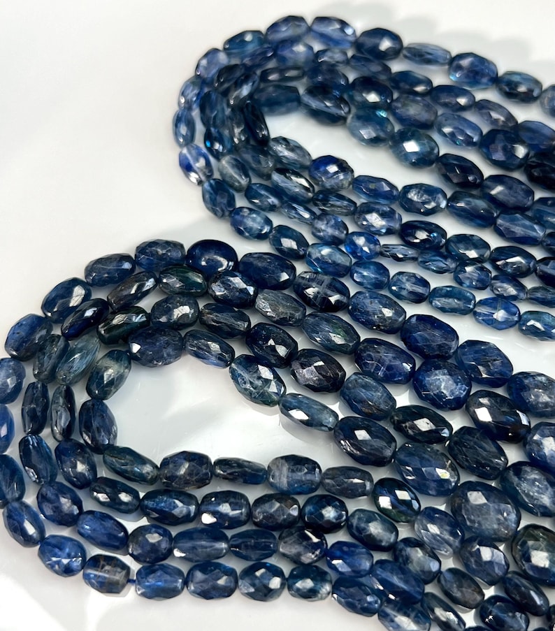 8"-9" Strand KYANITE Faceted Oval Gemstone Beads 5mm-9mm, Blue Navy ...