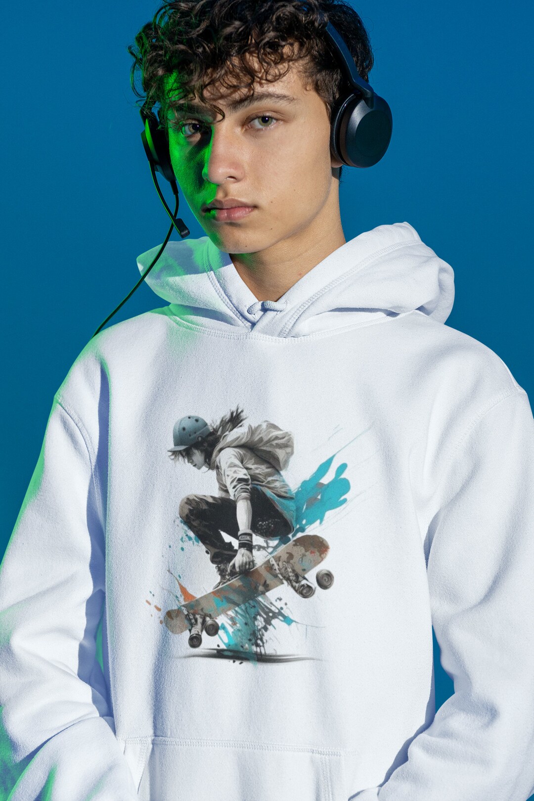 Skater Hoodie, Skater Gift, Skateboard, Skateboard Graphic, Wheels on ...