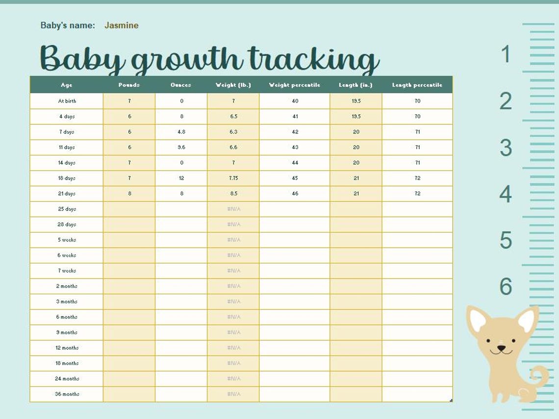 Baby Growth Chart Printable Height Chart for Kids Weight Chart Template ...