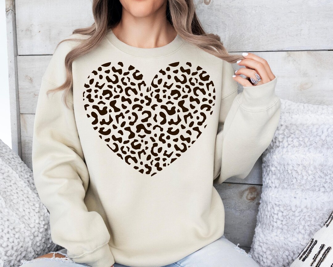 Leopard Heart Sweatshirt - Valentine's Day Animal Print - Etsy