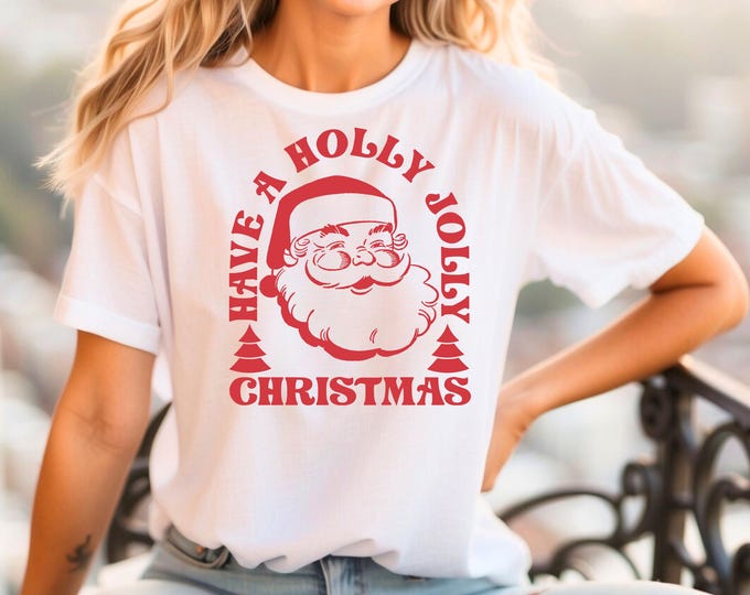 Retro Santa Tee, Santa Tee, Vintage Graphic Tee, Merry Christmas Shirt ...