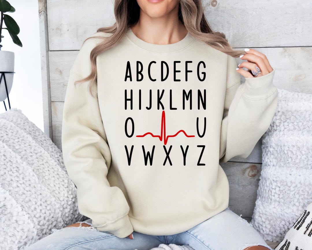 Alphabet EKG Sweatshirt: Cardiac Nurse Healthcare Gift - Etsy