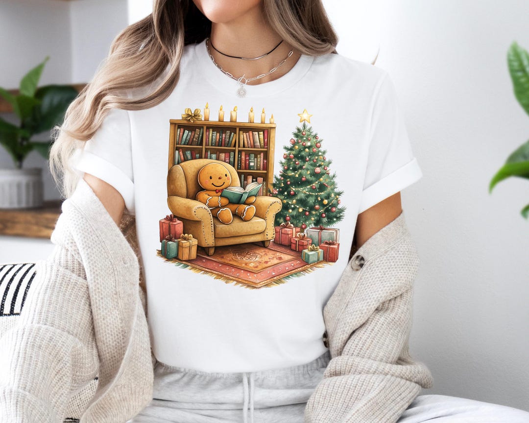 Retro Gingerbread Reading Books Shirt, Christmas Teacher Shirt ...
