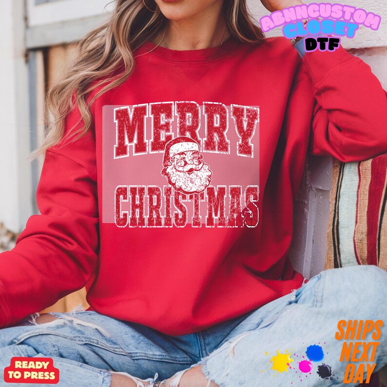 Boho Distorted Santa DTF Transfer | Unique Merry Christmas Graphic ...