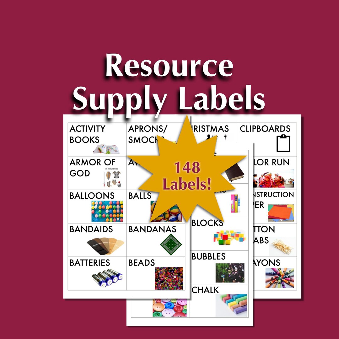 School Supply Labels for Classroom or Ministry Supplies Instant ...